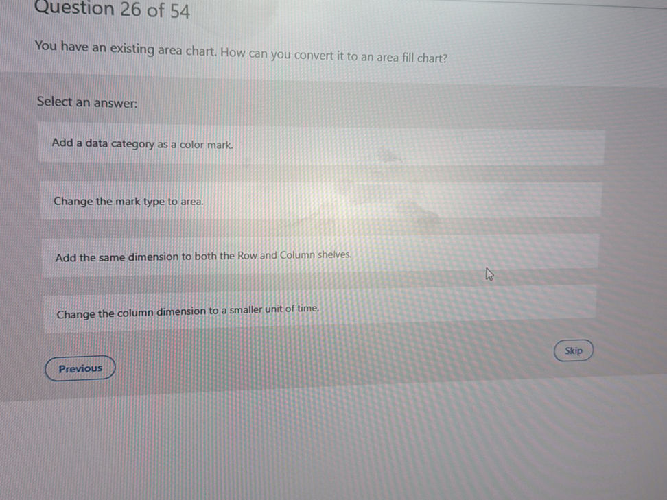 You have an existing area chart. How can you | StudyX