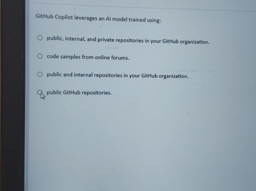 GitHub Copilot leverages an AI model trained | StudyX