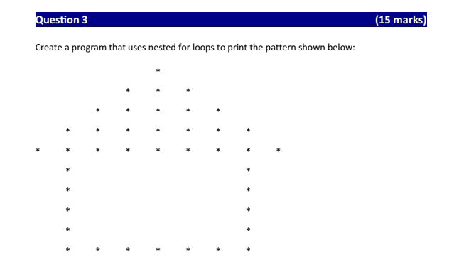 Create a program that uses nested for loops | StudyX