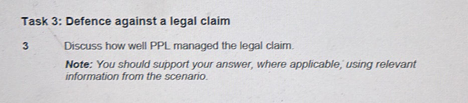 Task 3: Defence against a legal claim 3 | StudyX