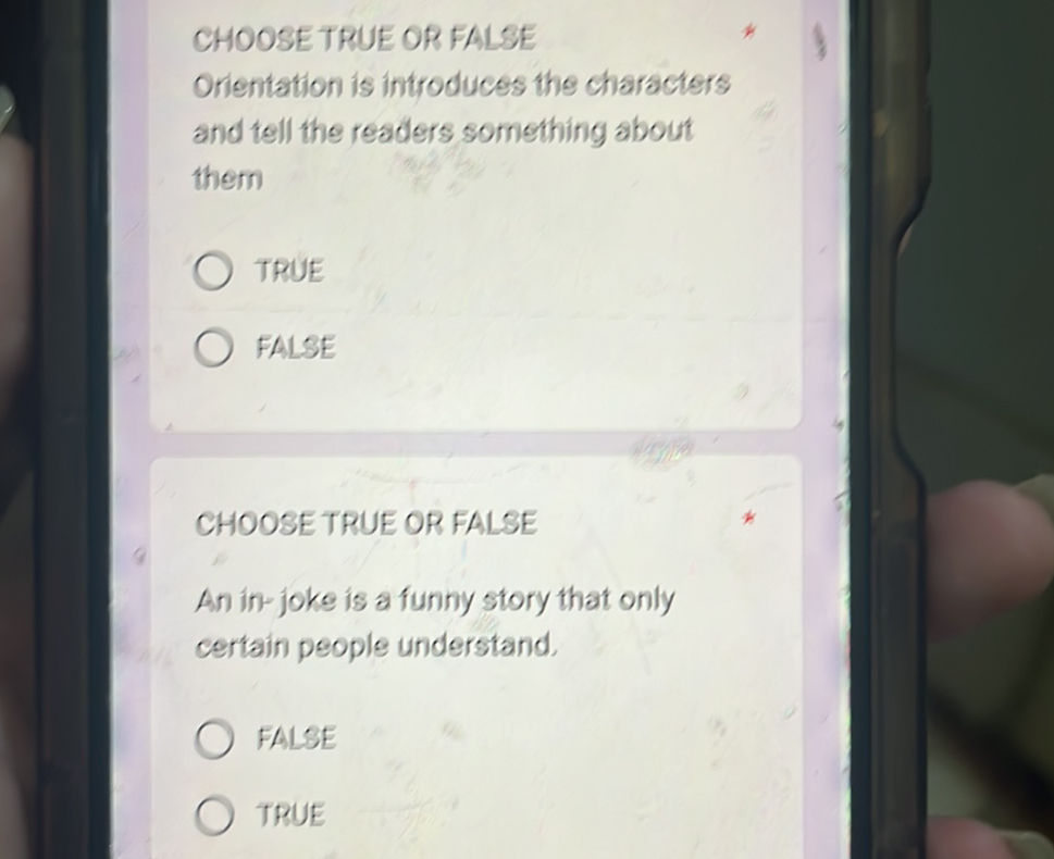 CHOOSE TRUE OR FALSE Orientation is | StudyX