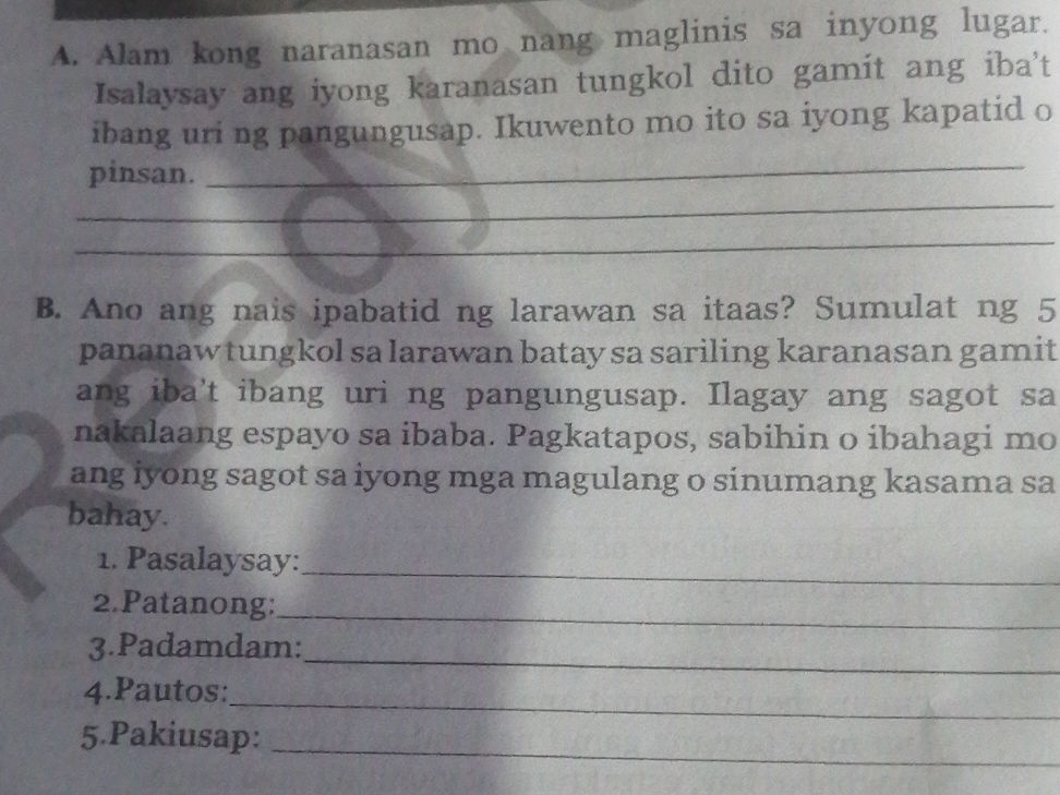 A. Alam kong naranasan mo nang maglinis sa | StudyX
