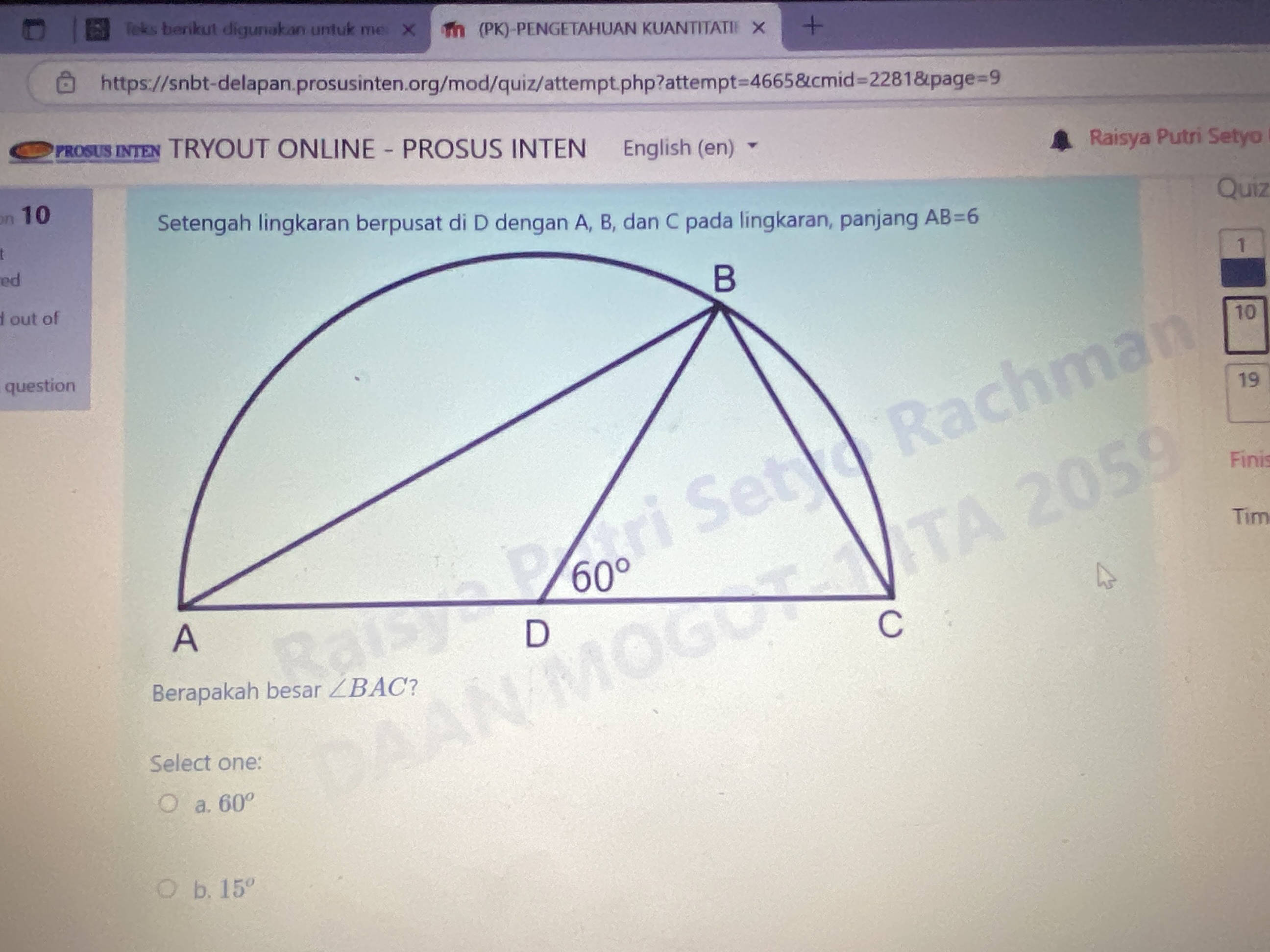 Setengah lingkaran berpusat di D dengan A, | StudyX