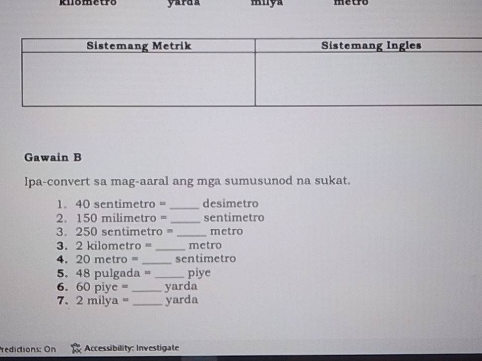 Gawain B Ipa-convert sa mag-aaral ang mga | StudyX