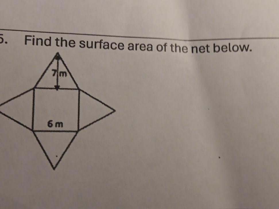 Find the surface area of the net below. | StudyX