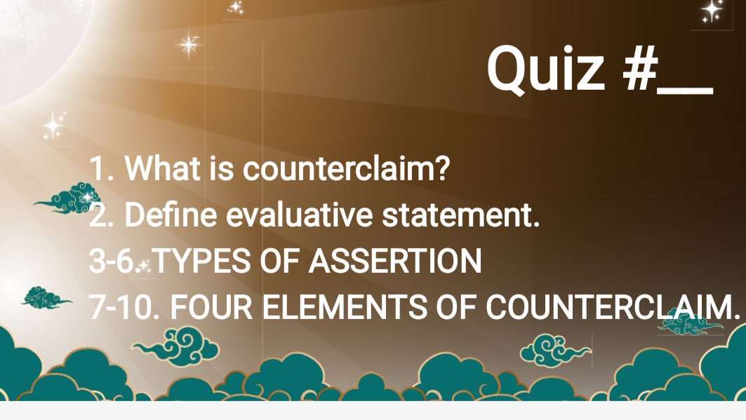 1. What is counterclaim? 2. Define | StudyX