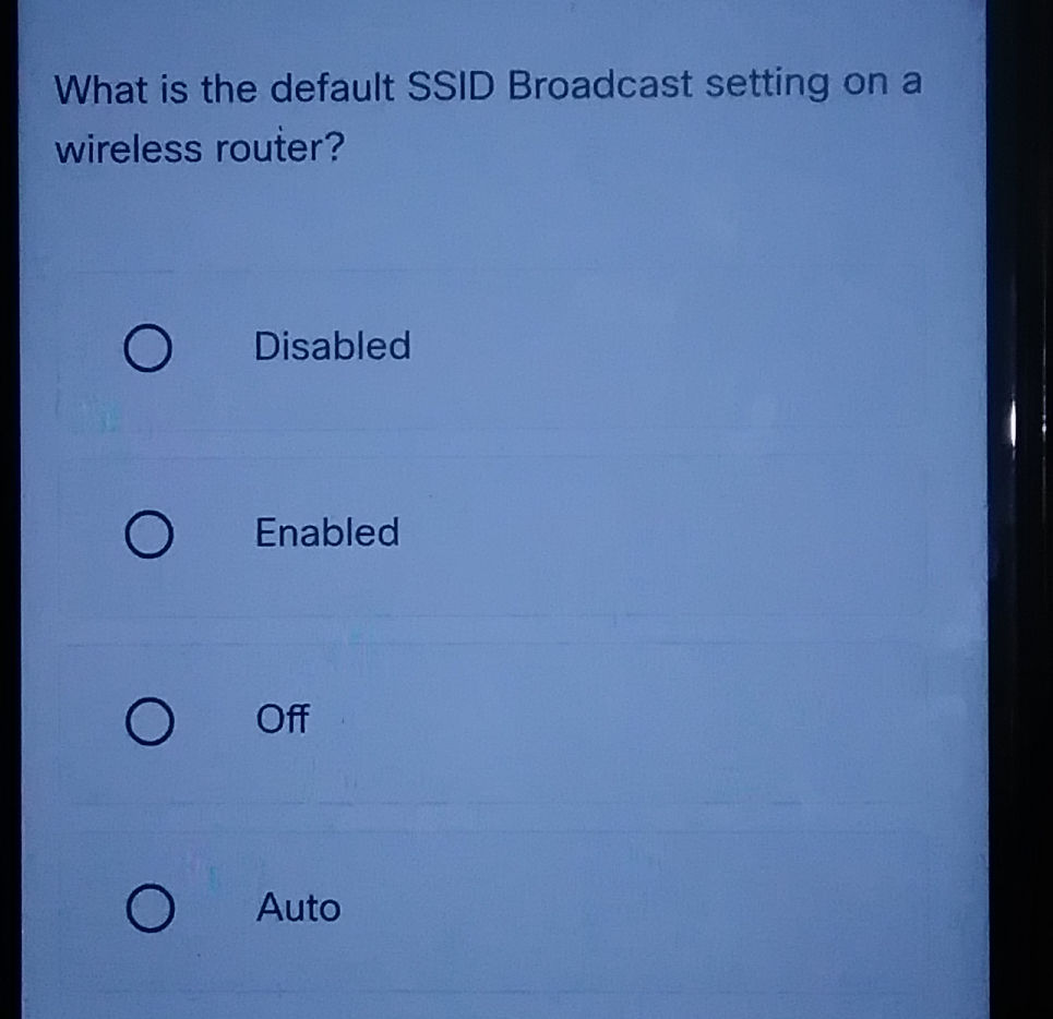 What is the default SSID Broadcast setting