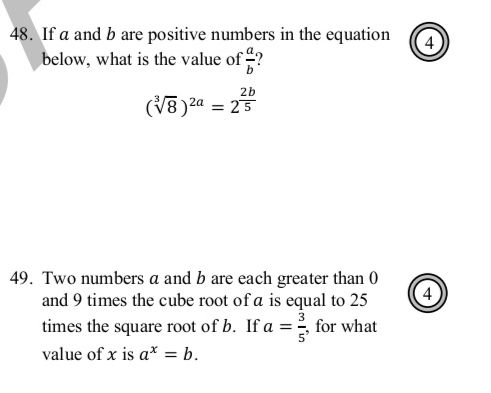 48. If a and b are positive numbers in the | StudyX