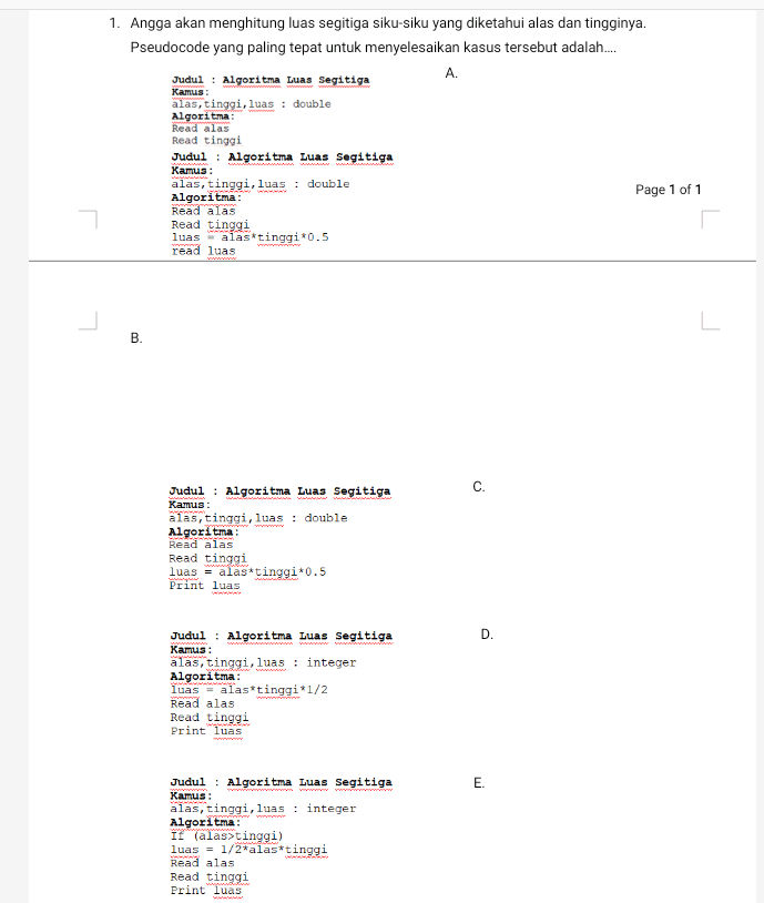 1. Angga akan menghitung luas segitiga | StudyX