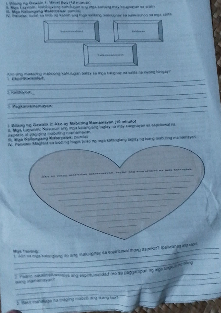 Bilang ng Gawain 1: Word Box (10 minuto) Mga | StudyX