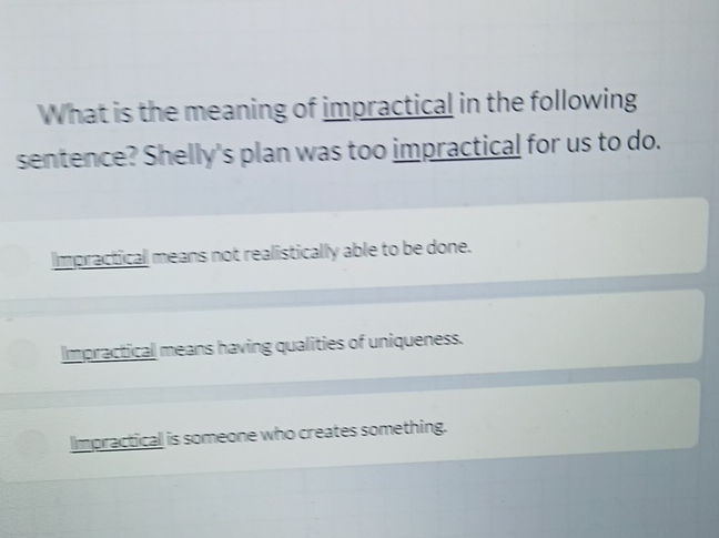What is the meaning of impractical in the | StudyX