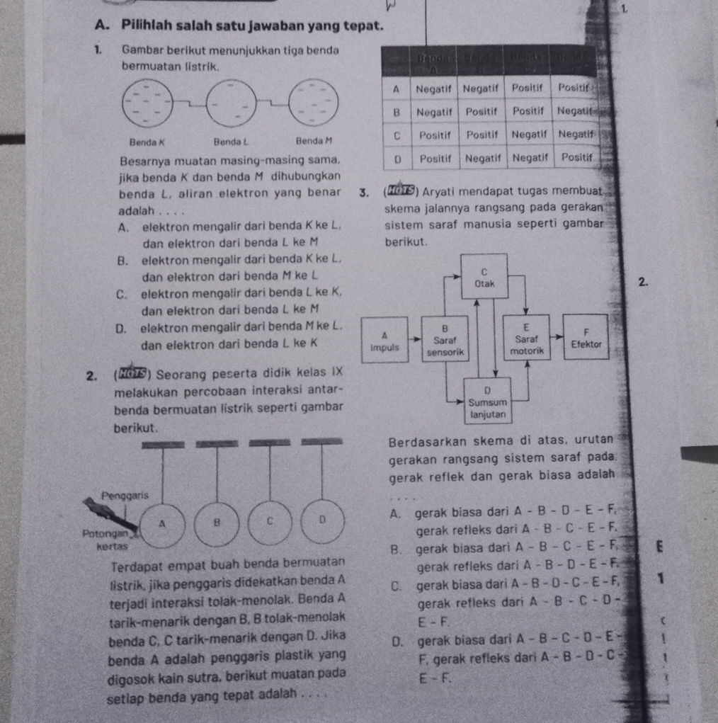 1. Gambar berikut menunjukkan tiga benda | StudyX