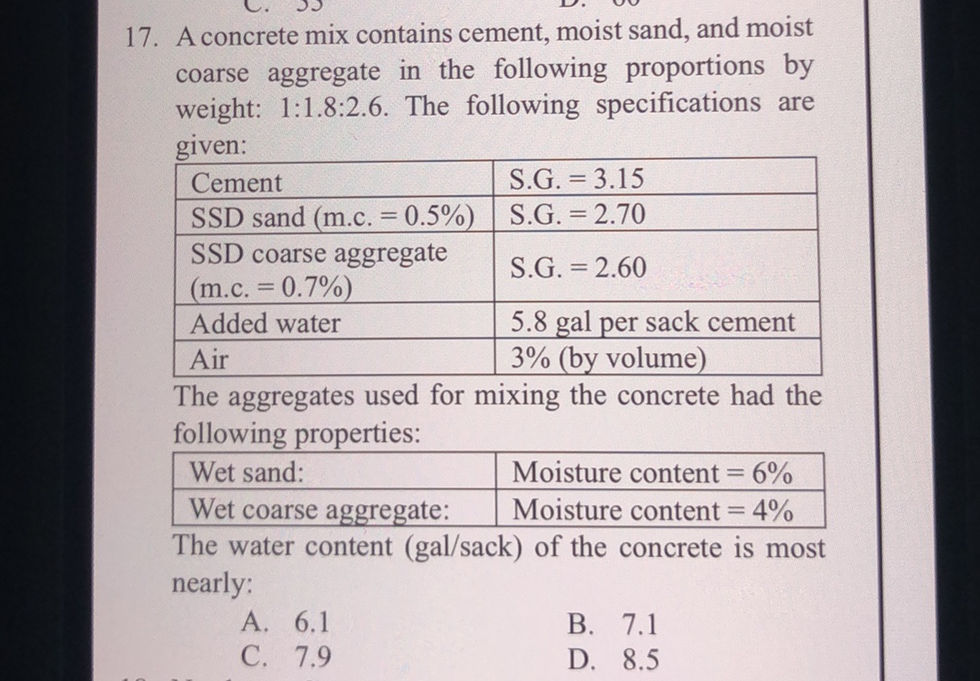 17. A concrete mix contains cement, moist | StudyX