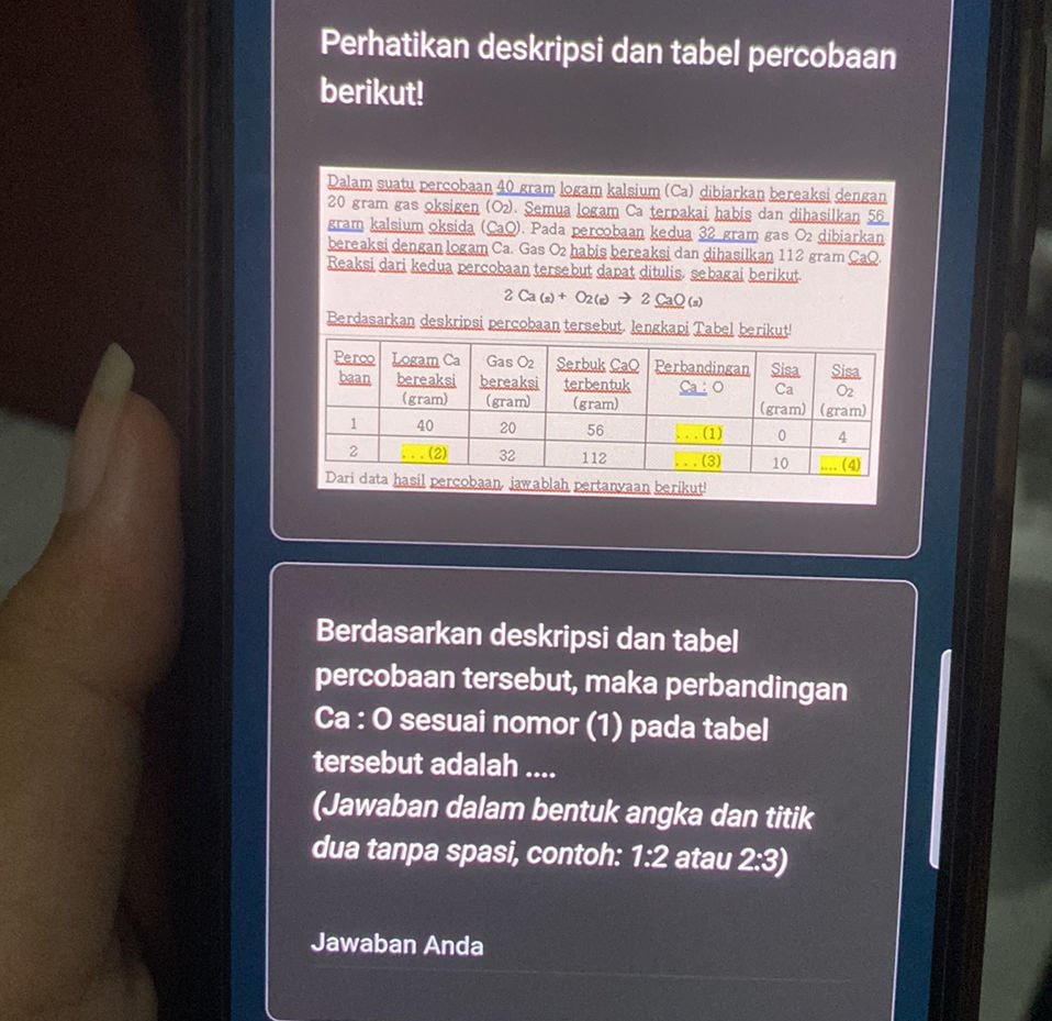 Perhatikan deskripsi dan tabel percobaan | StudyX