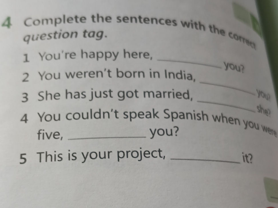 4 Complete the sentences with the correct | StudyX