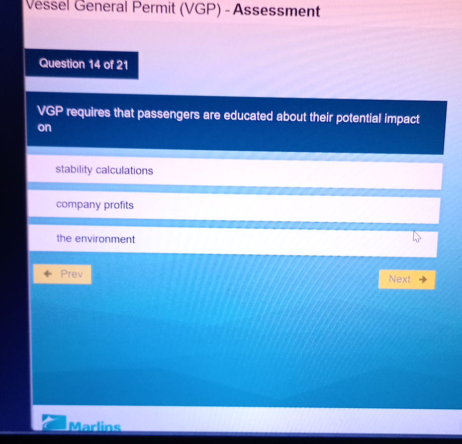 VGP requires that passengers are educated | StudyX