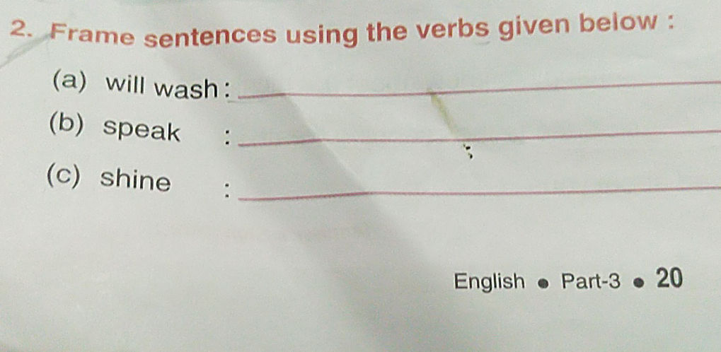 2. Frame sentences using the verbs given | StudyX
