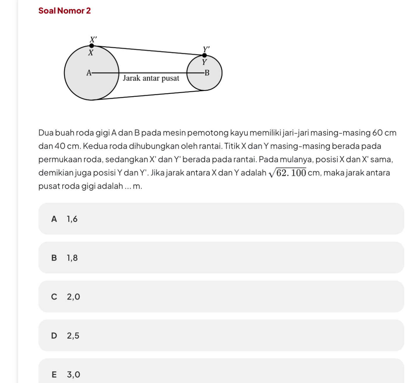 Dua buah roda gigi A dan B pada mesin | StudyX