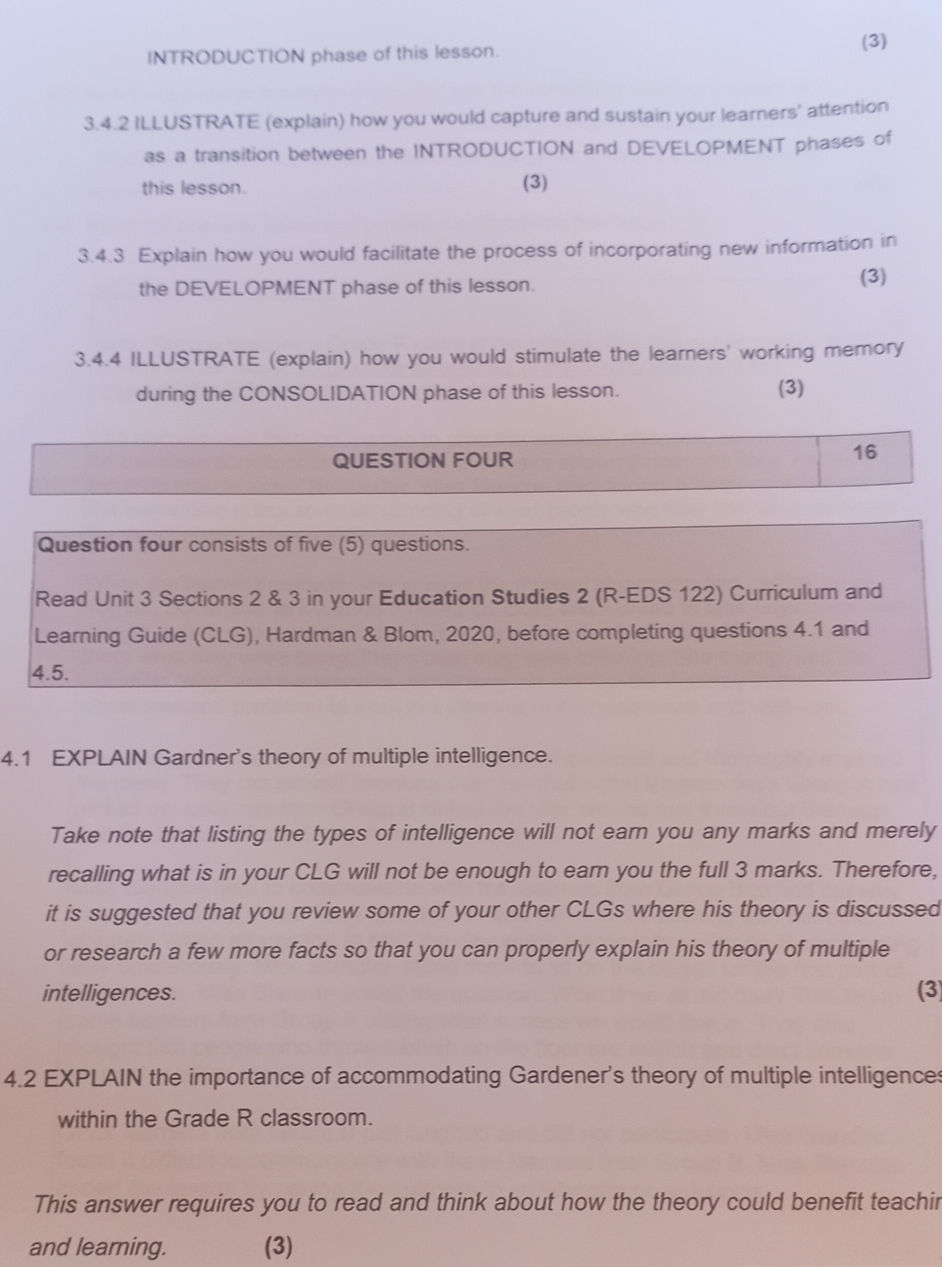 Question four consists of five (5) | StudyX
