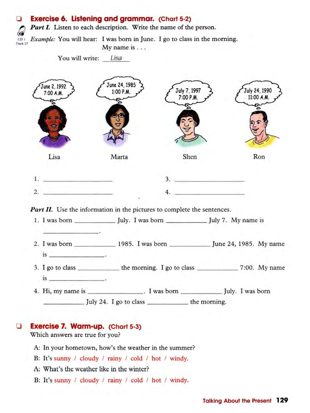 Exercise 6. Listening and grammar. (Chart | StudyX