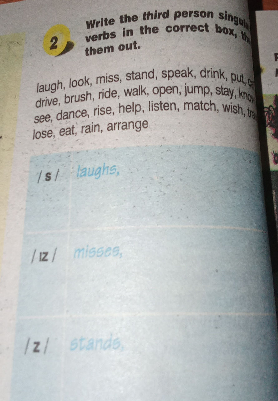 Write the third person singular verbs in the | StudyX