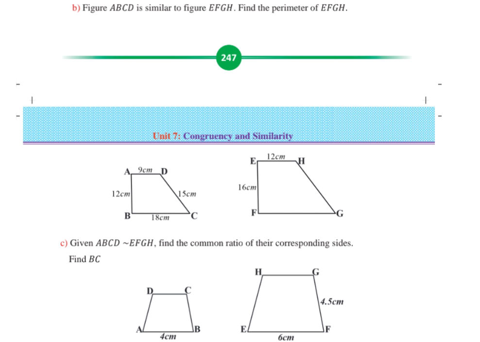 b) Figure ABCD is similar to figure EFGH. | StudyX