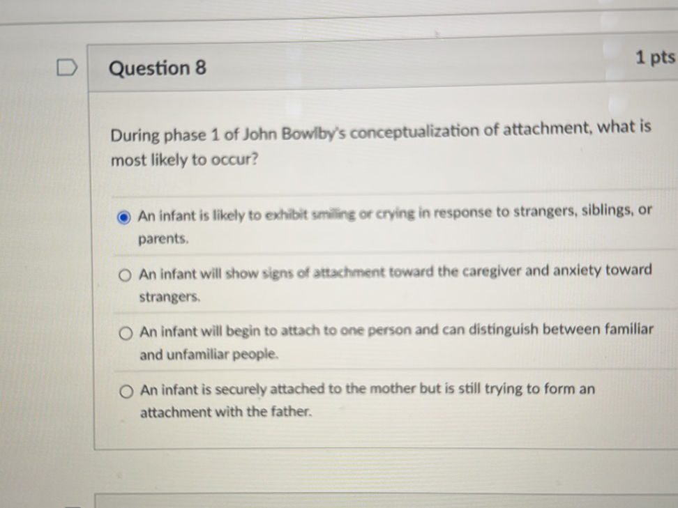 During phase 1 of John Bowlby's