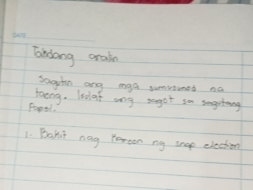 Takdang aralin sagutin ang mga sumusunod na | StudyX