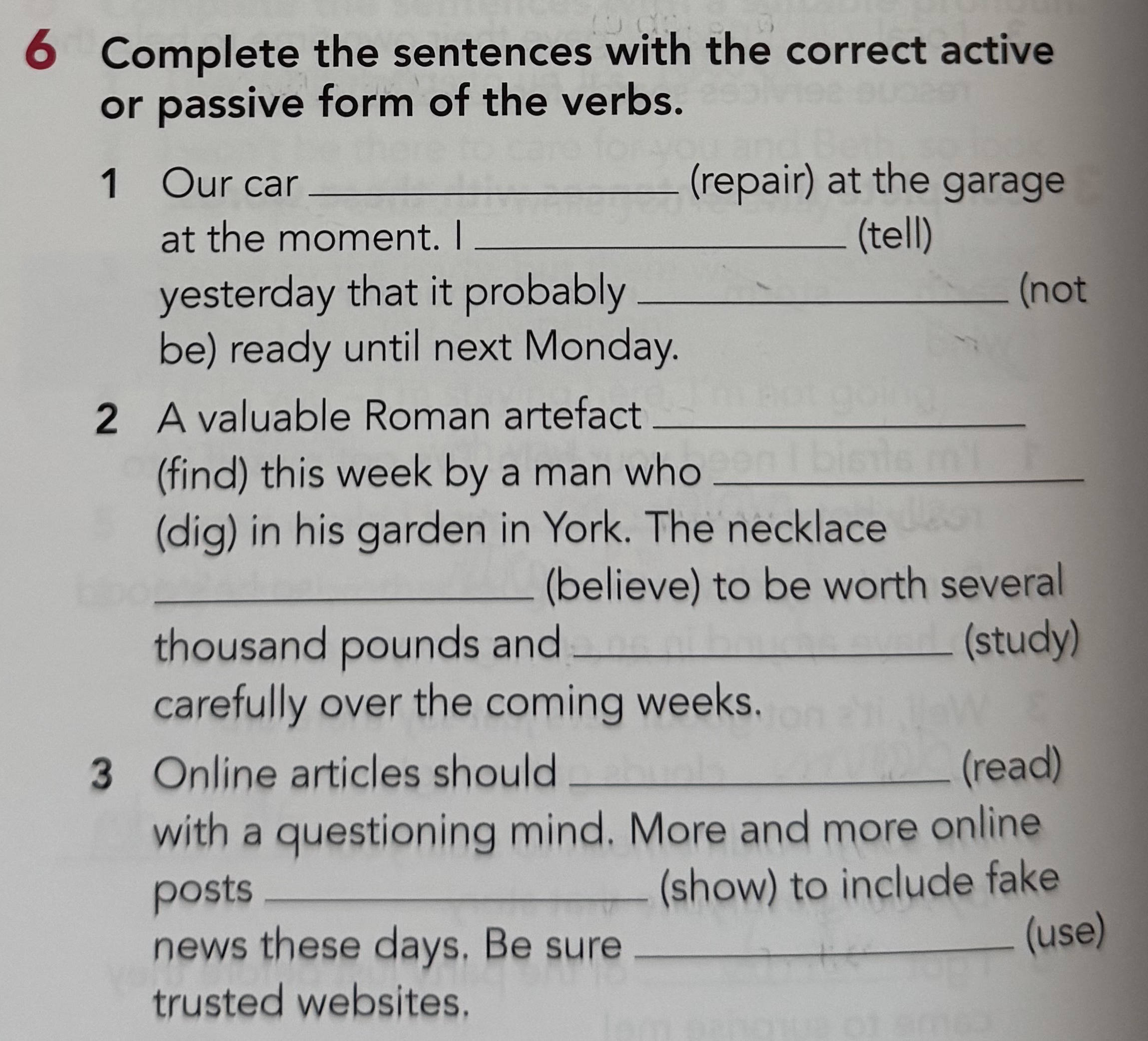 6 Complete the sentences with the correct | StudyX