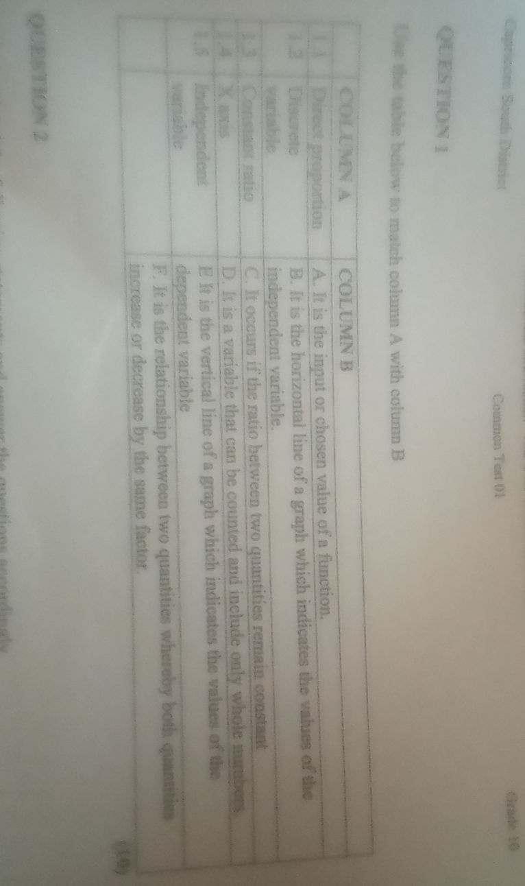Use the table below to match column A with | StudyX