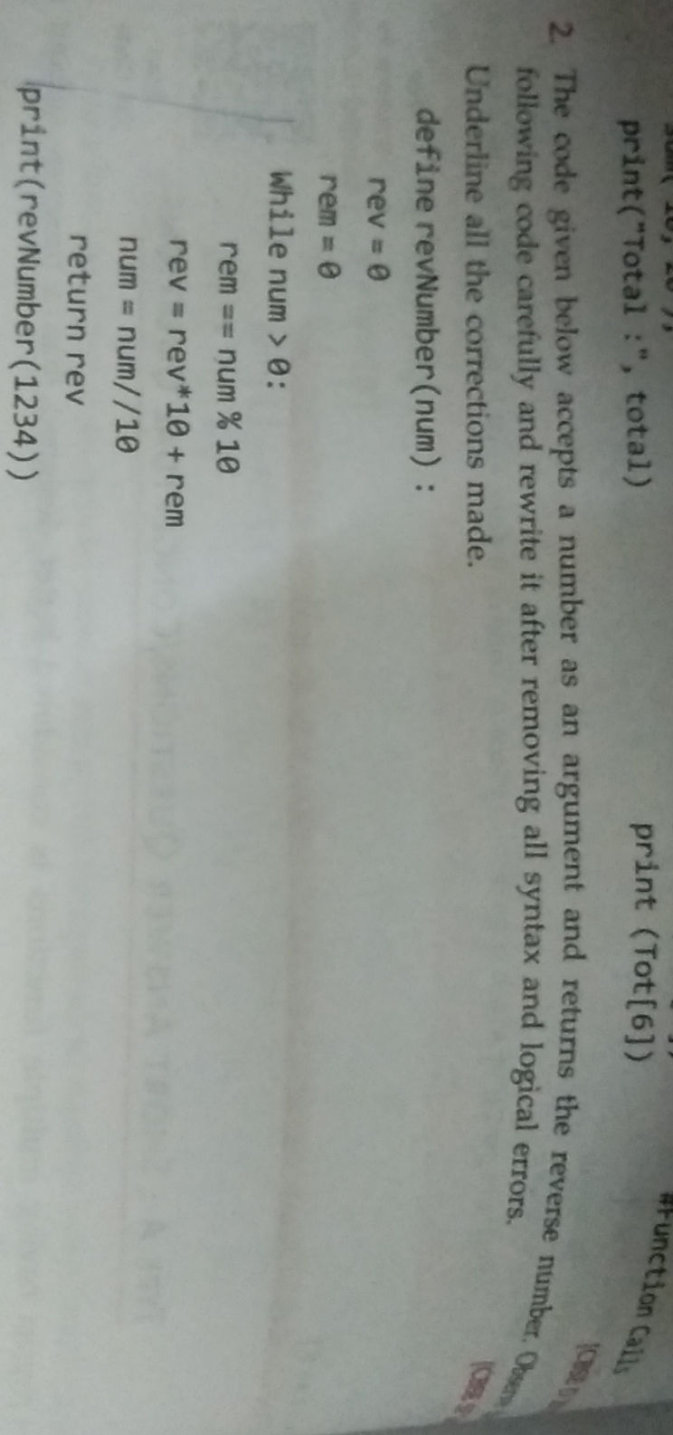 2. The code given below accepts a number as | StudyX