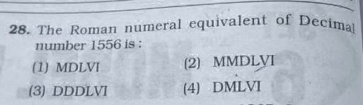 28. The Roman numeral equivalent of Decimal | StudyX