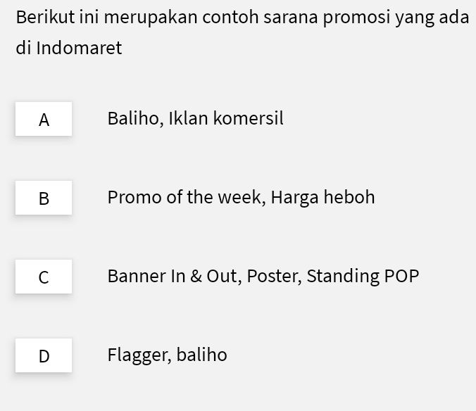 Berikut ini merupakan contoh sarana promosi | StudyX