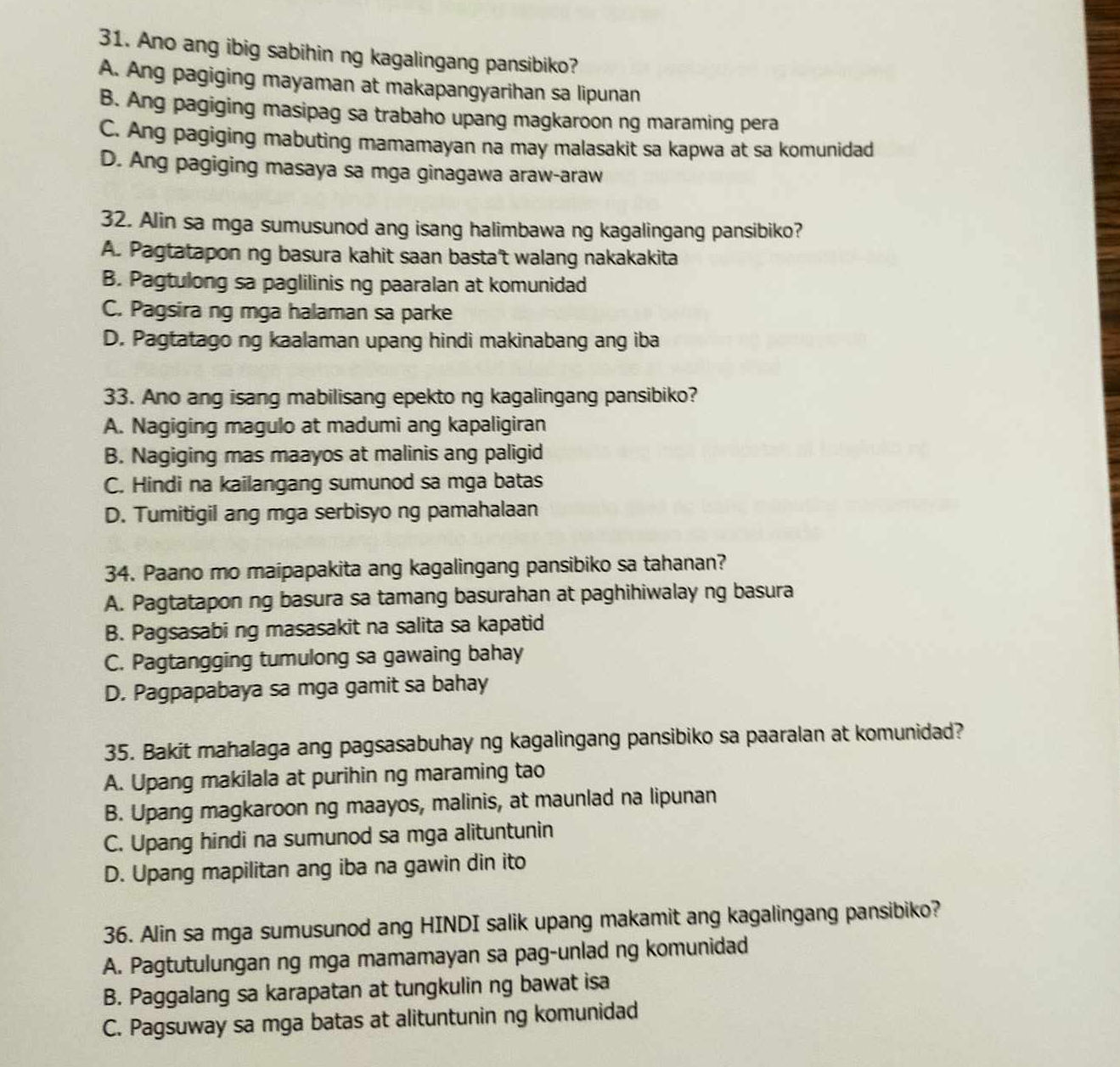 31. Ano ang ibig sabihin ng kagalingang | StudyX