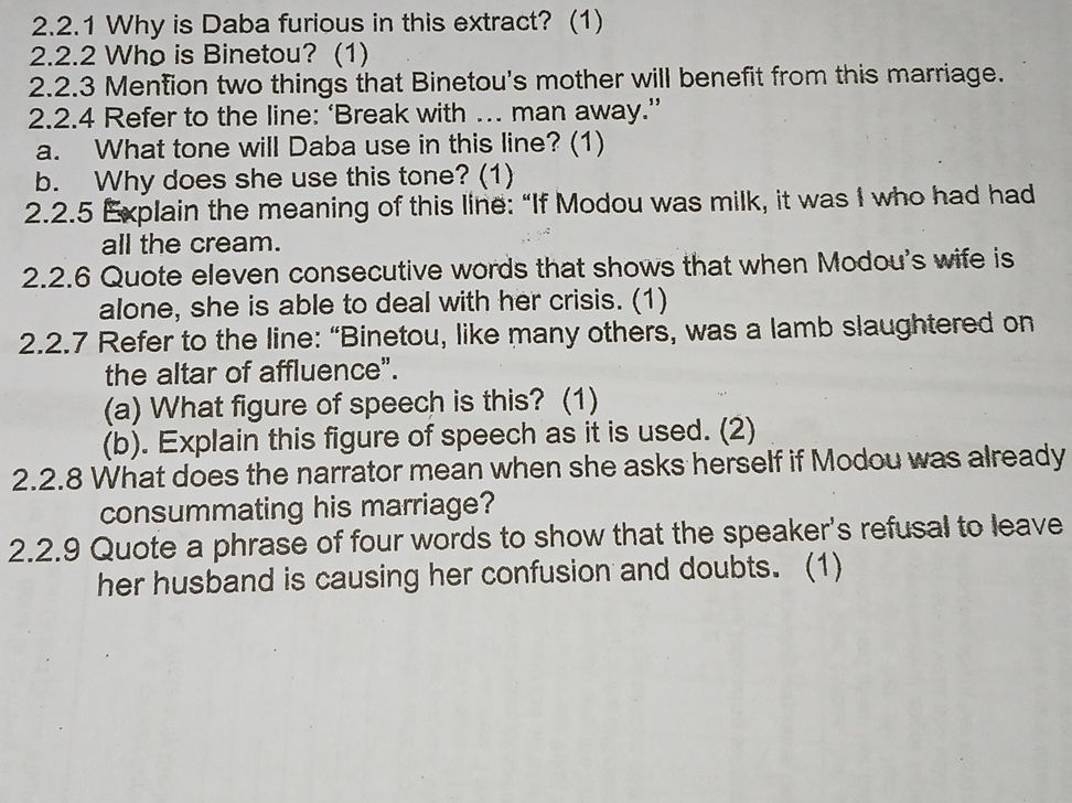 2.2.1 Why is Daba furious in this extract? | StudyX