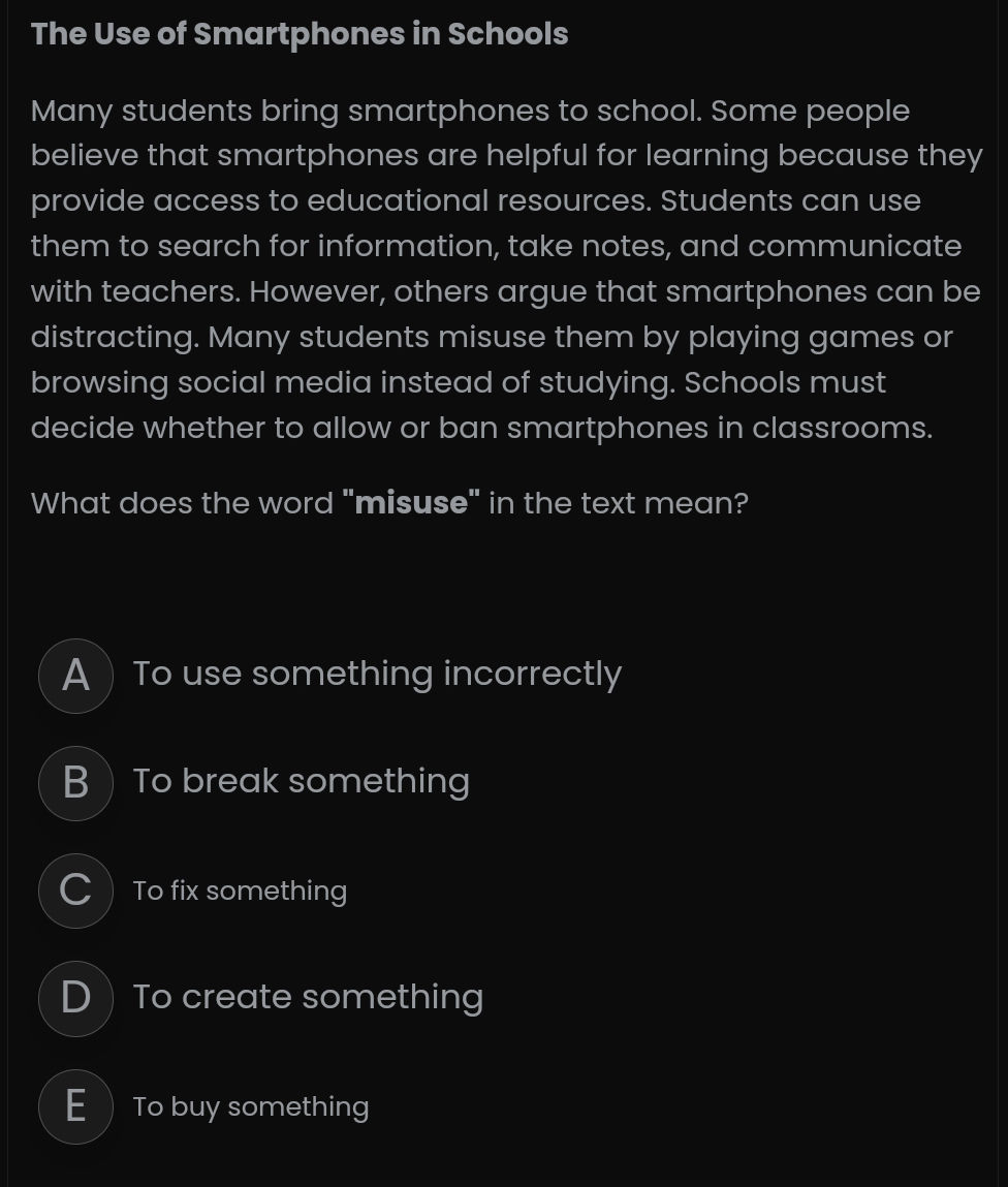 What does the word "misuse" in the text | StudyX