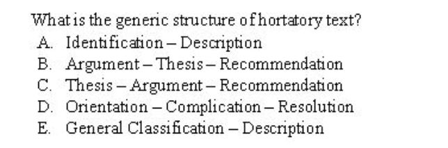What is the generic structure of hortatory | StudyX