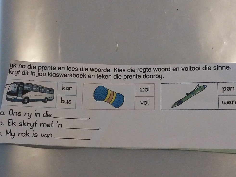 yk na die prente en lees die woorde. Kies | StudyX