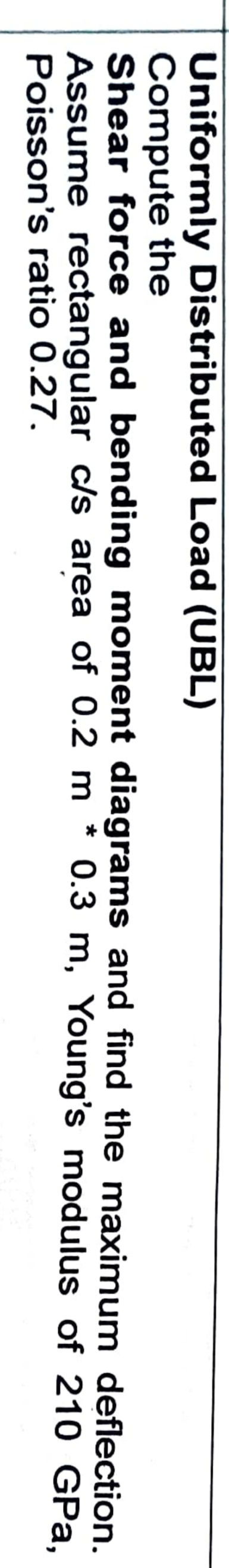 Uniformly Distributed Load (UBL) Compute the | StudyX