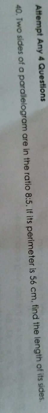 40. Two sides of a parallelogram are in the | StudyX
