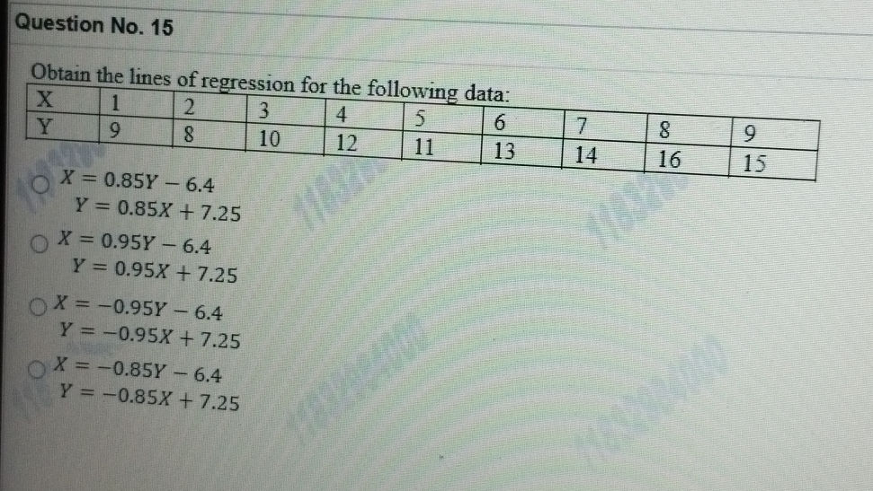 Obtain the lines of regression for the | StudyX