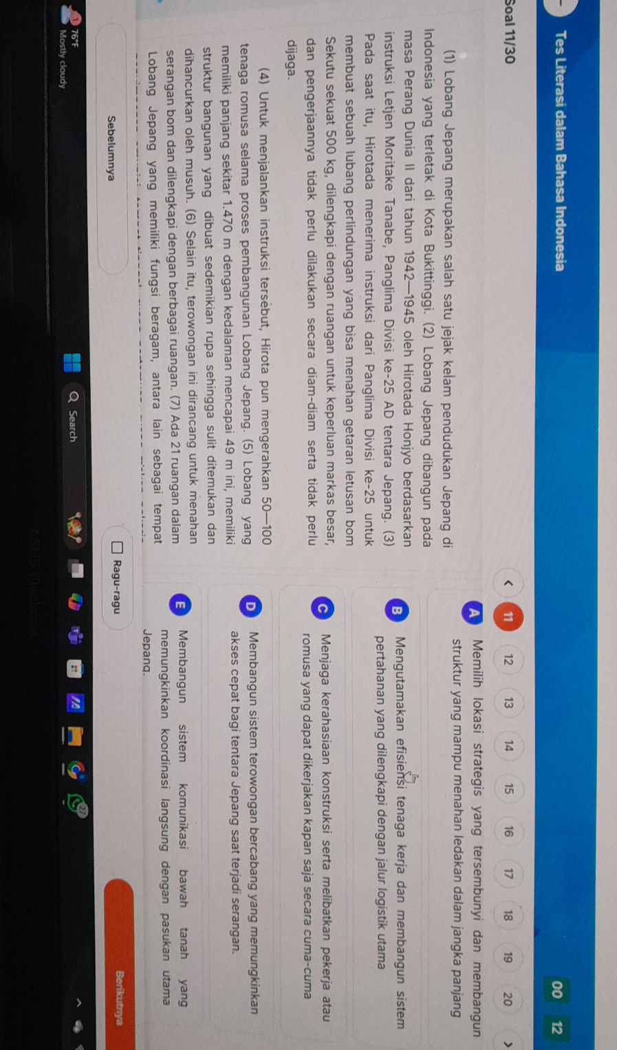 1. Lobang Jepang merupakan salah satu jejak | StudyX