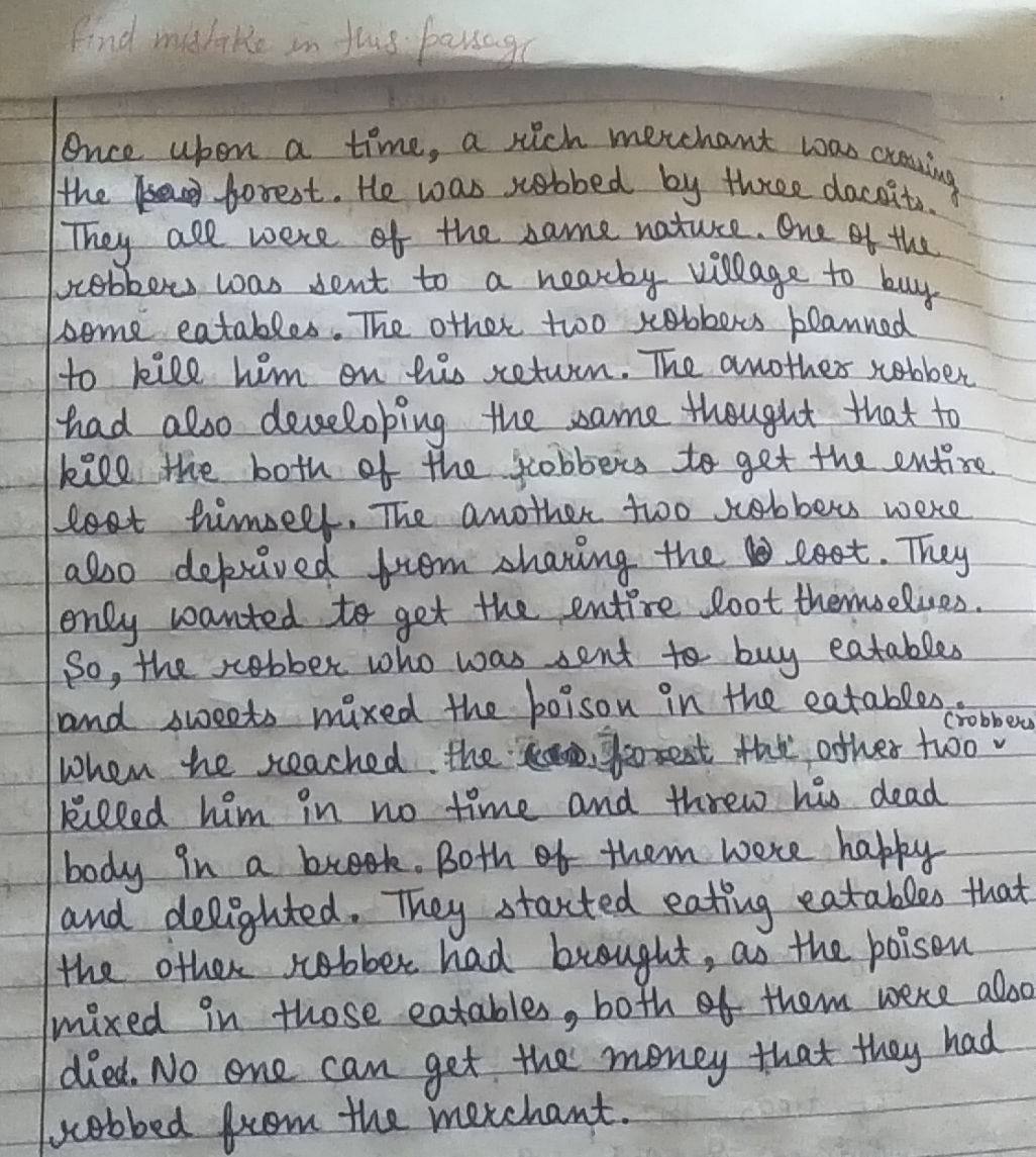 Find mistake in this passage Once upon a | StudyX