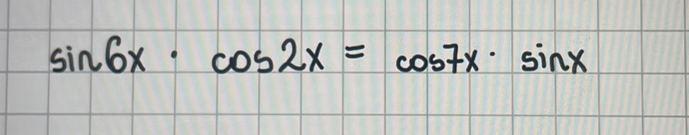 Solve Trigonometric Equation: sin(6x)cos(2x) | StudyX