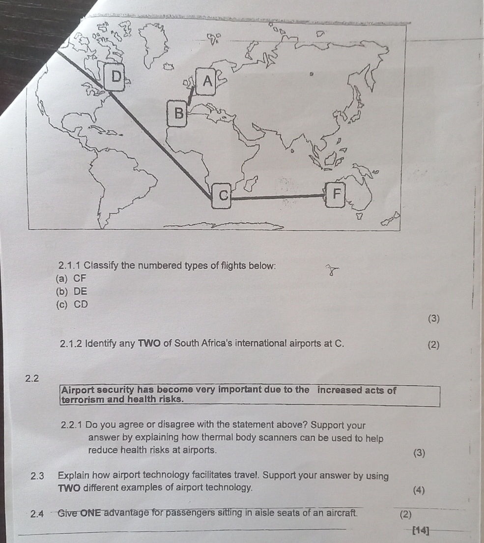 2.1.1 Classify the numbered types of flights | StudyX