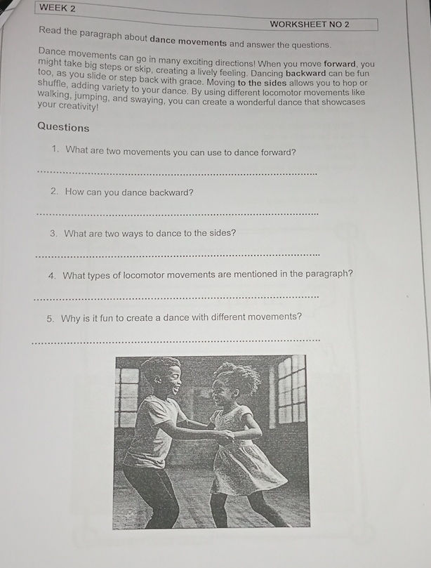 Read the paragraph about dance movements and | StudyX