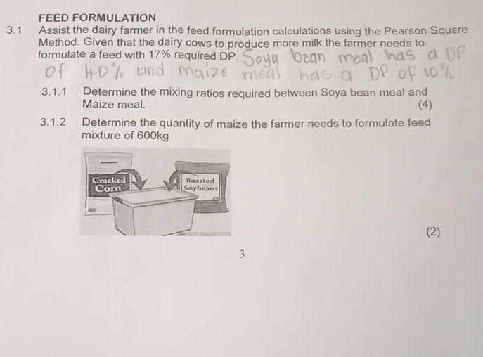 3.1 Assist the dairy farmer in the feed | StudyX