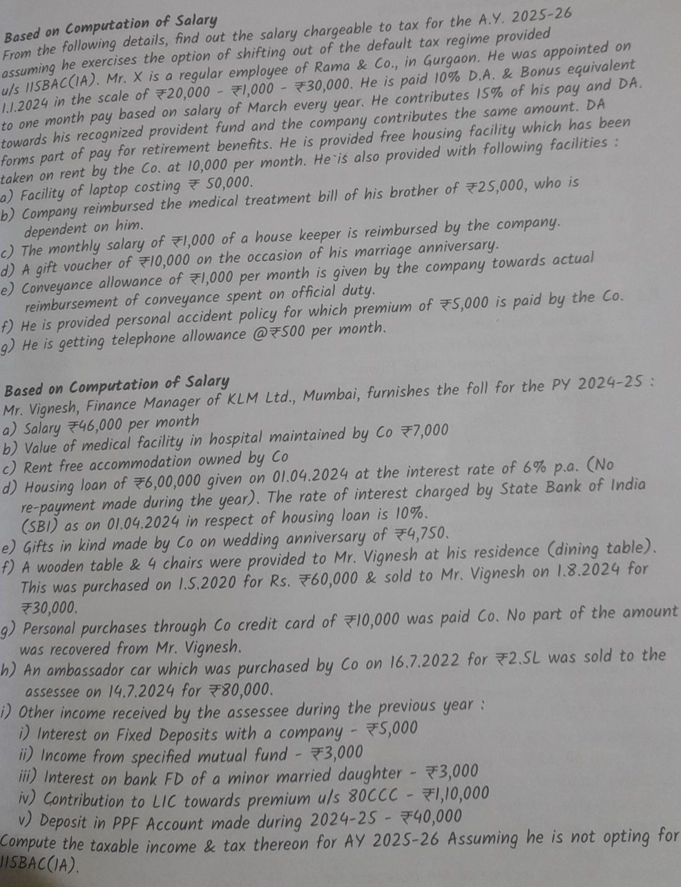 Based on Computation of Salary From the | StudyX