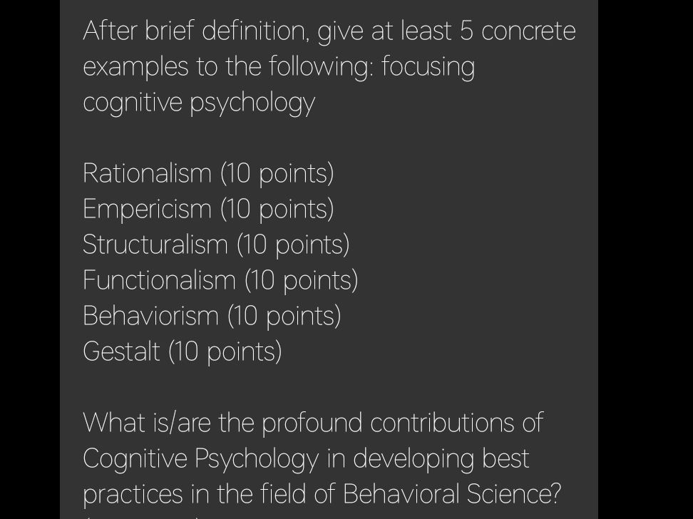 After brief definition, give at least 5 | StudyX