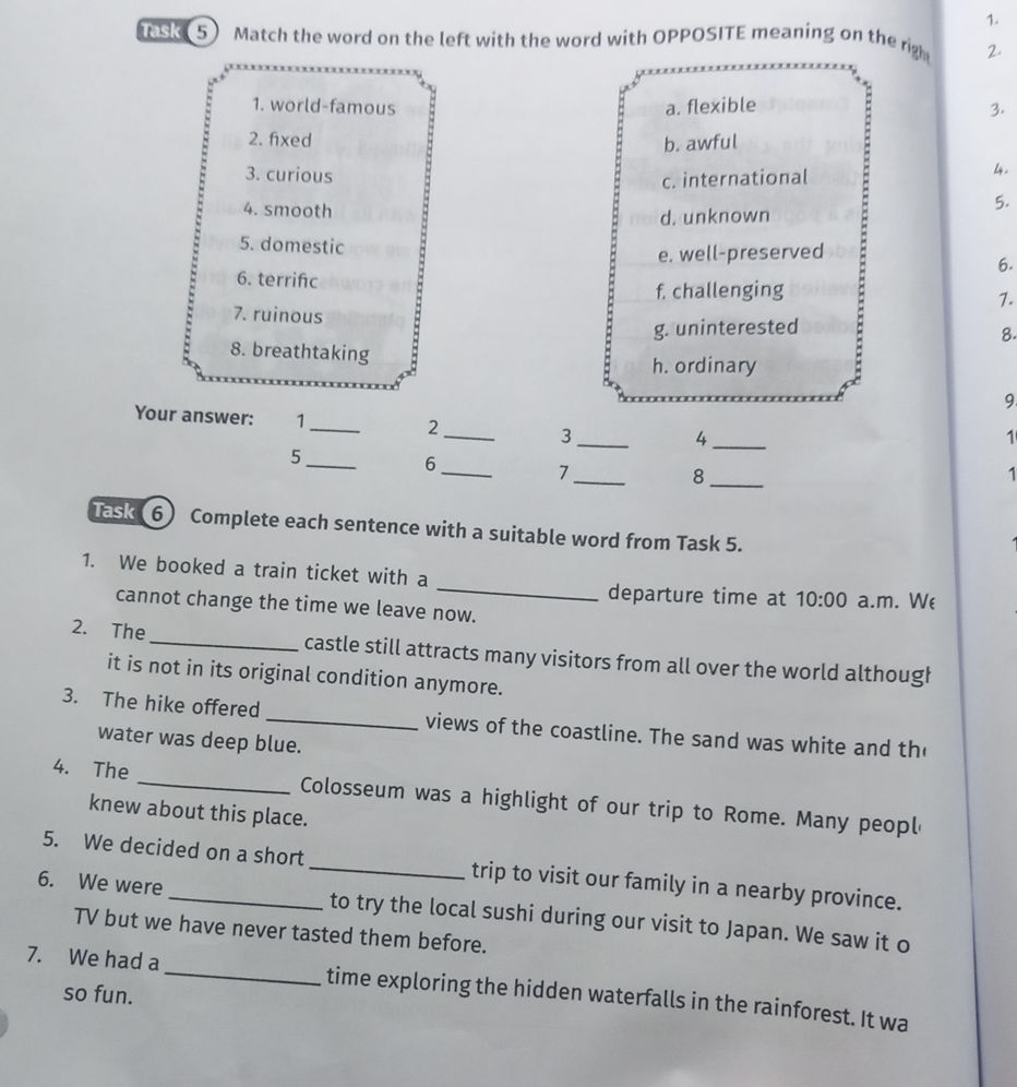 Task 5 Match the word on the left with the | StudyX